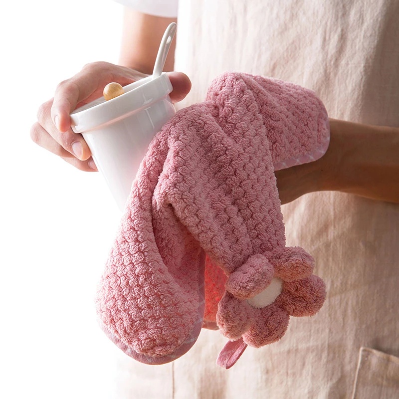 Household Sun Flower Soft Hangable Hand Towel / Absorbent Coral Fleece ...