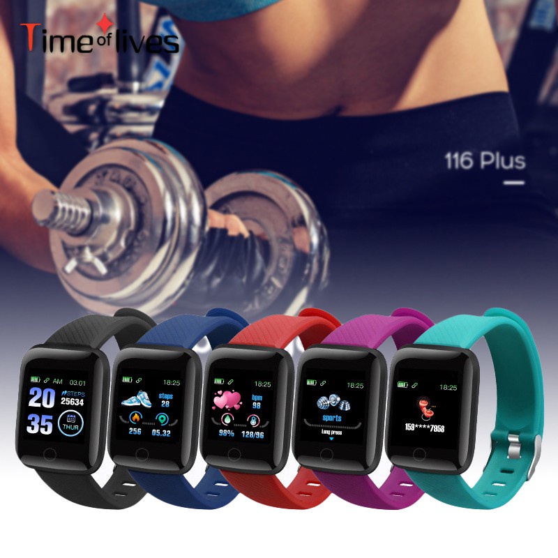 สมาร์ทวอทช์วัดอัตราการเต้นหัวใจความดันโลหิตกันน้ํา 116 Plus 1.44 นิ้ว - timeoflives1.th - ThaiPick