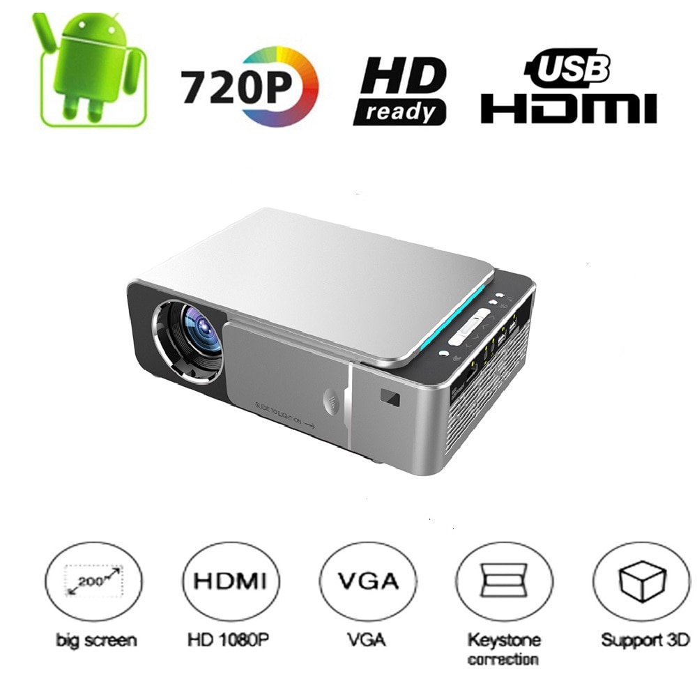 T6 3500 Lumens HD Portable LED Projector 1280*720 Native Resolution ...