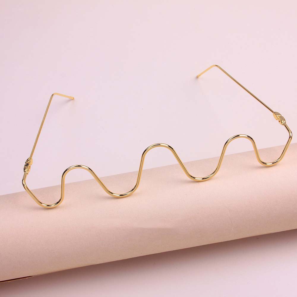OCEANMAP Vintage Lensless Glasses Women No Lens Eyeglasses Rimless Wave ...