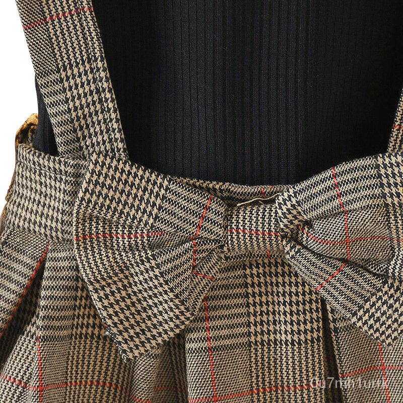 Kkbaby 1-4y ฤดูใบไม้ผลิเด็กสาวลำลองปลอม 2 ชิ้นแขนยาวลายสก๊อตชุดเครื่อง ...