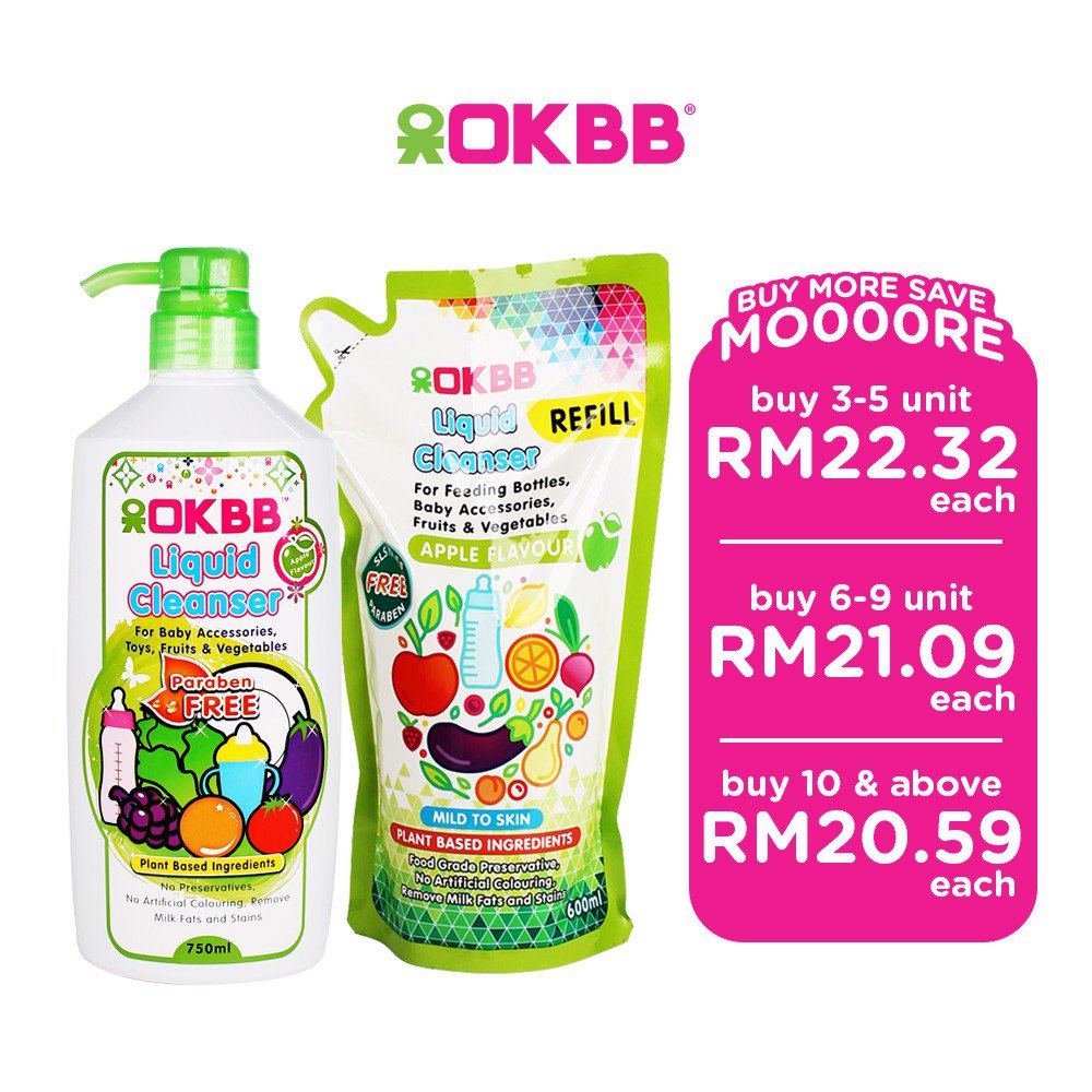 Combo Pack OKBB Liquid Cleanser 750ml with Refill Pack 600ml LQ750 ...
