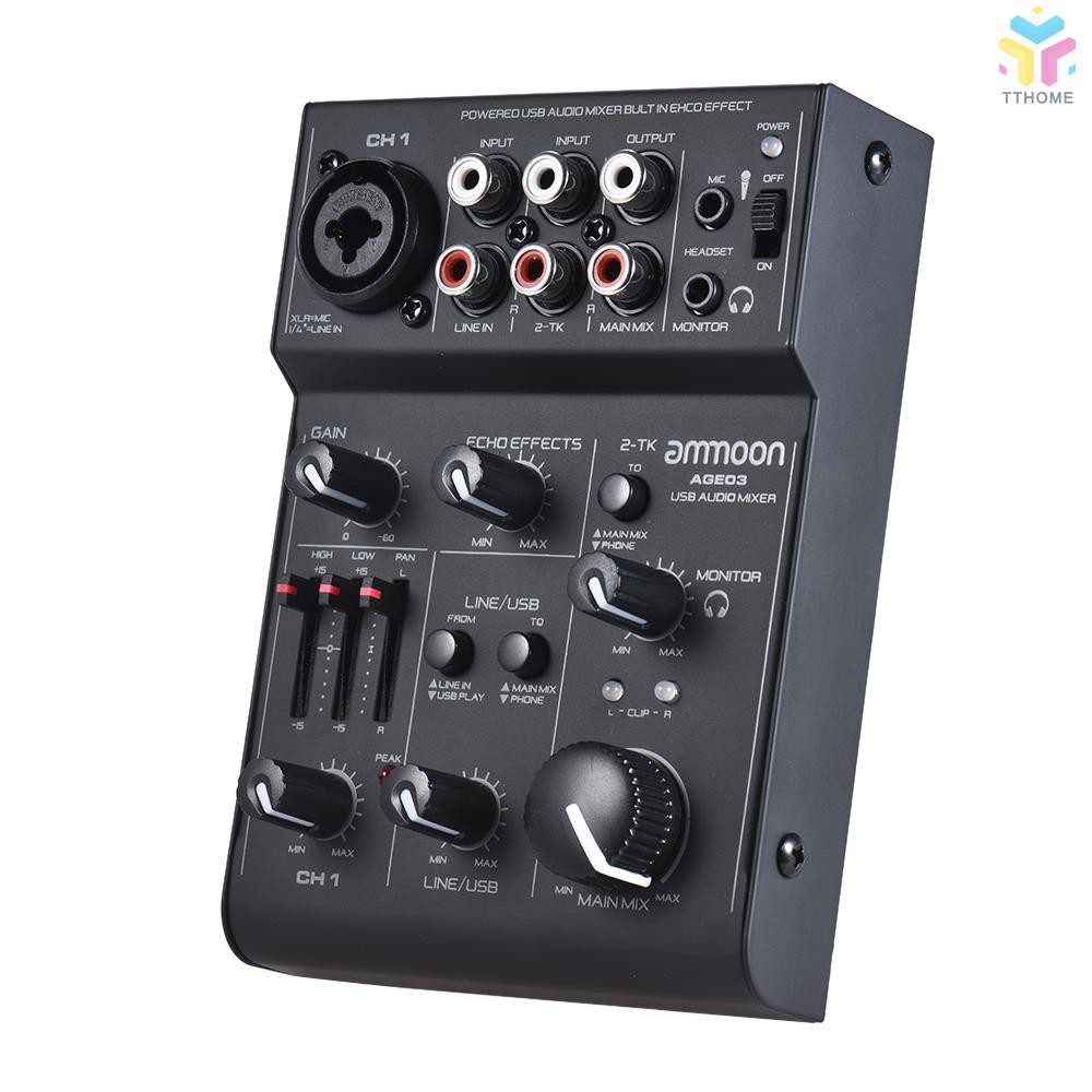 TT ammoon AGE03 5-Channel Mini Mic-Line Mixing Console Mixer with USB ...