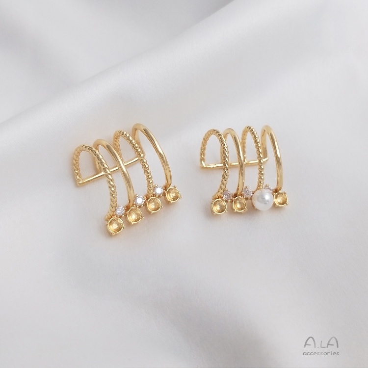 เครื่องประดับ DIYคลิปหนีบหู ประดับลูกปัดคริสตัล ไข่มุก สีทอง 14k DIYต่างหูเครื่องประดับต่างหู ...