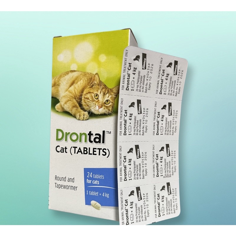Drontal Cat (1 กล่อง 24 เม็ด) ยาถ่ายพยาธิสำหรับแมว - munaobstore - ThaiPick