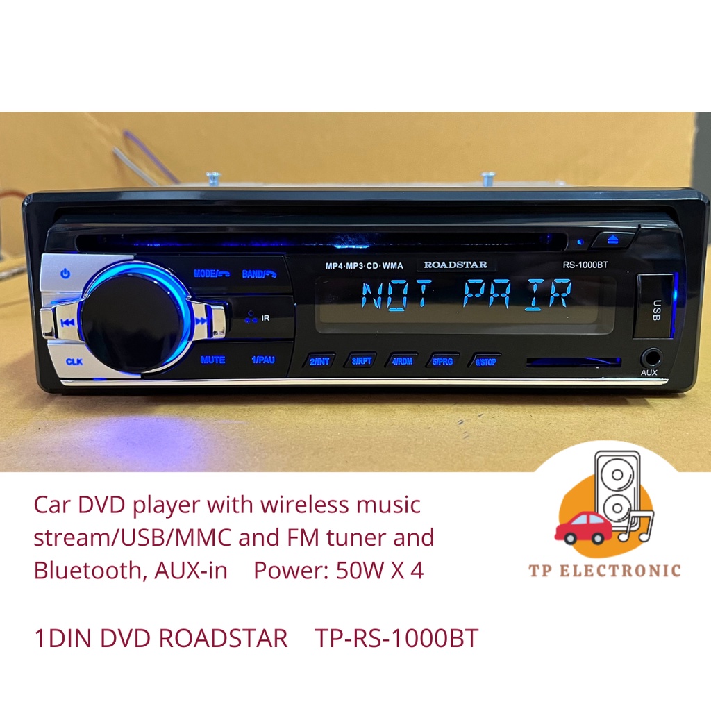 (1ตัว) DVD 1 DIN ROADSTAR ใส่แผ่น DVDCDBluetoothUSBSDMMCAUX-IN FM TP-RS ...