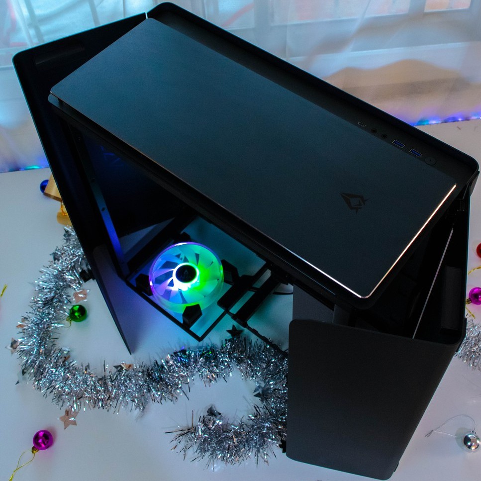 AZZA Case 808 Black Aluminum RGB ATX Mid Tower mod (เคสเปล่า แถมพัดลม ...