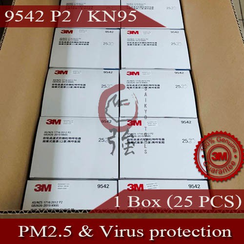 3M 9542 P2 KN95 หน้ากากป้องกันฝุ่น PM2.5 ไวรัส และกลิ่น สายรัดศีรษะ ...