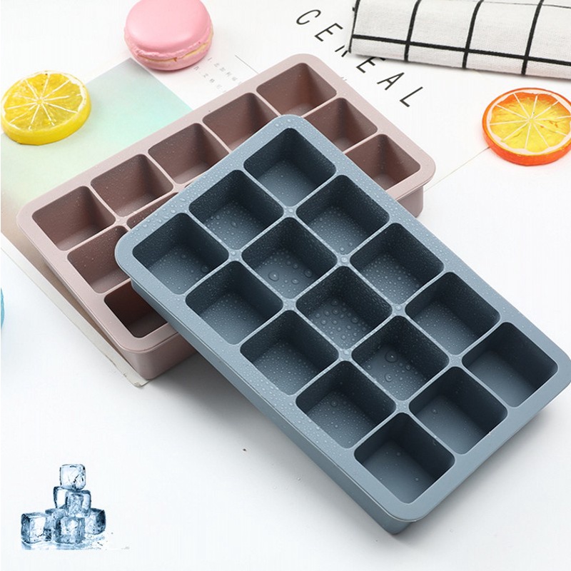 15 Grid Rectangular Silicone Ice Tray Mold With Lidblue 大規模セール