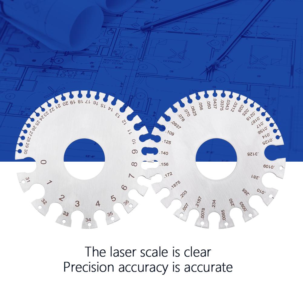 Round Thickness Measurer Wire Tool Gauge Sides Ruler steel 2 Tester ...