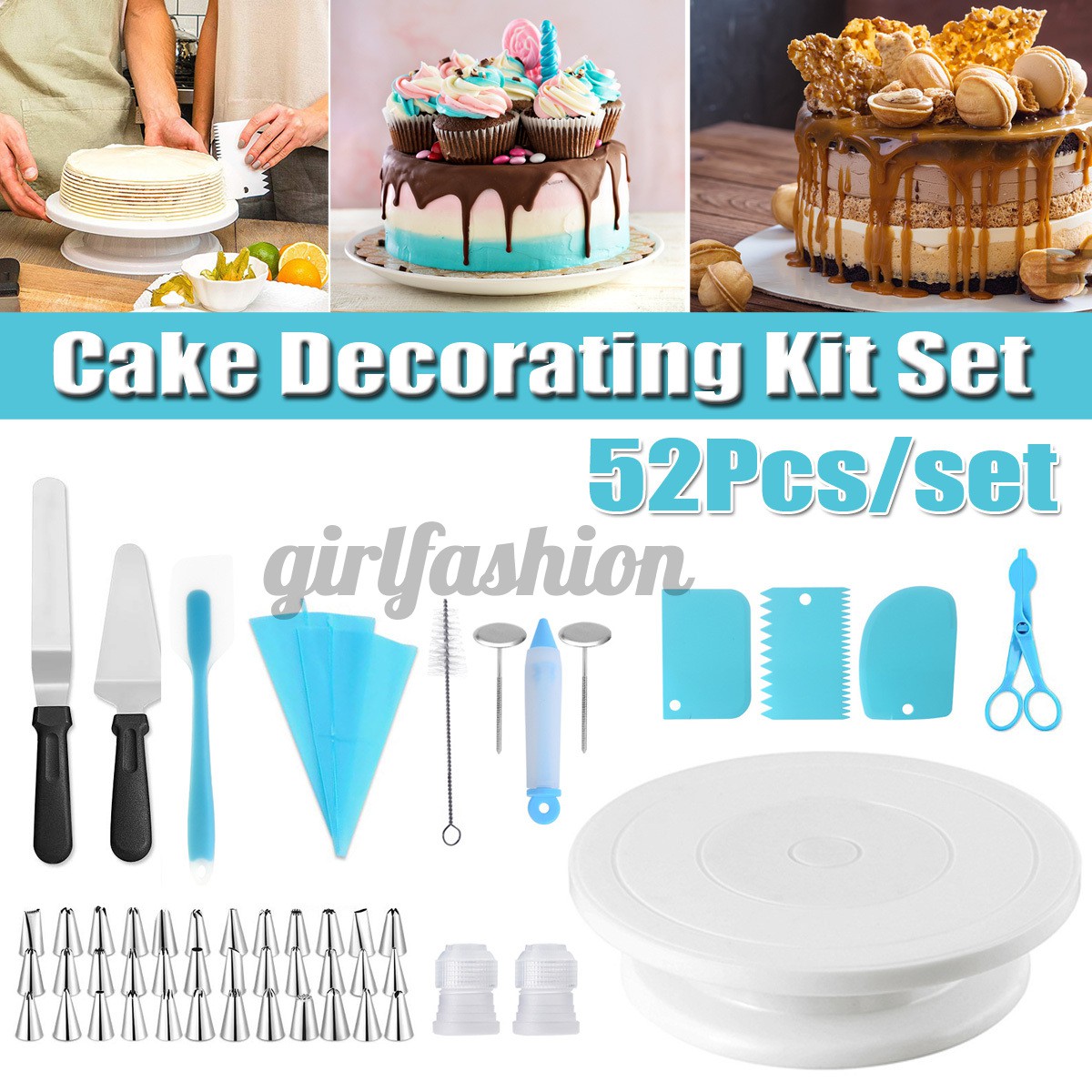 Puff cream nozzle 3-piece set of long decorative nozzle 8-tooth puff ...