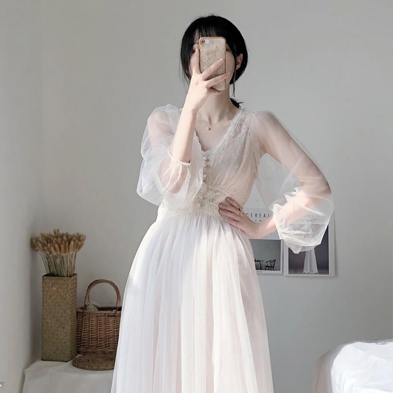 Spot Dress2020 New Autumn Net Yarn Long Skirt Chic Gentle Skirt Fairy