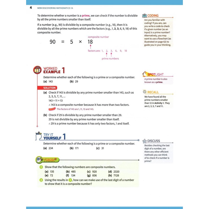 New Discovering Mathematics Textbook 1A (For Secondary 1 Grade 7 Year 7 ...