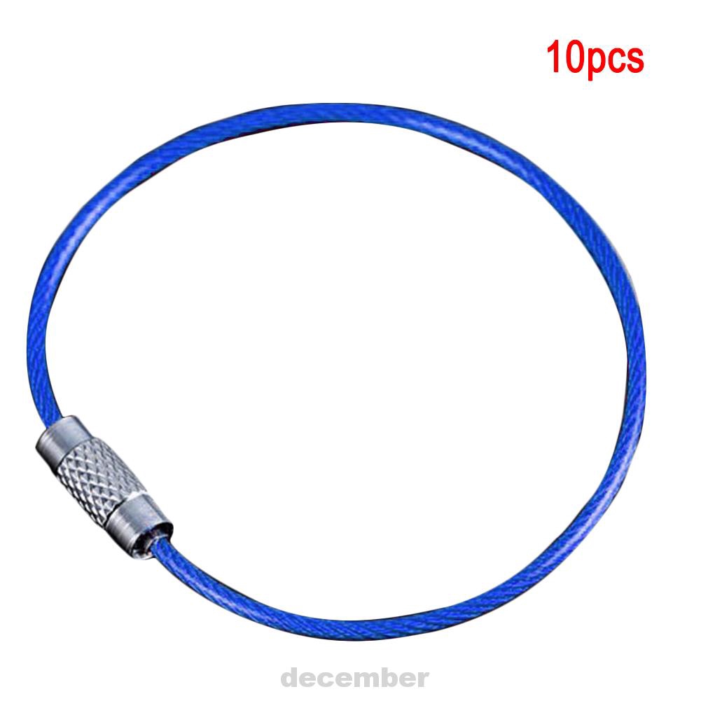 10pcs Stainless Steel Screw Locking Wire Keychain Cable Key Rings ...