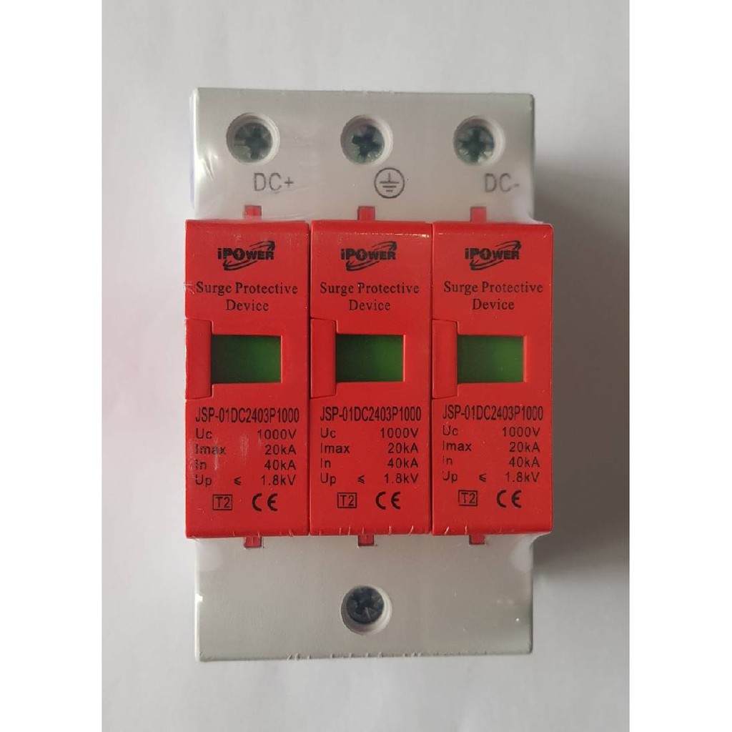 Surge DC SPD 3P ,1000V,20-40kA IPOWER (กันฟ้าผ่าดีซี 3เฟด) | Shopee ...