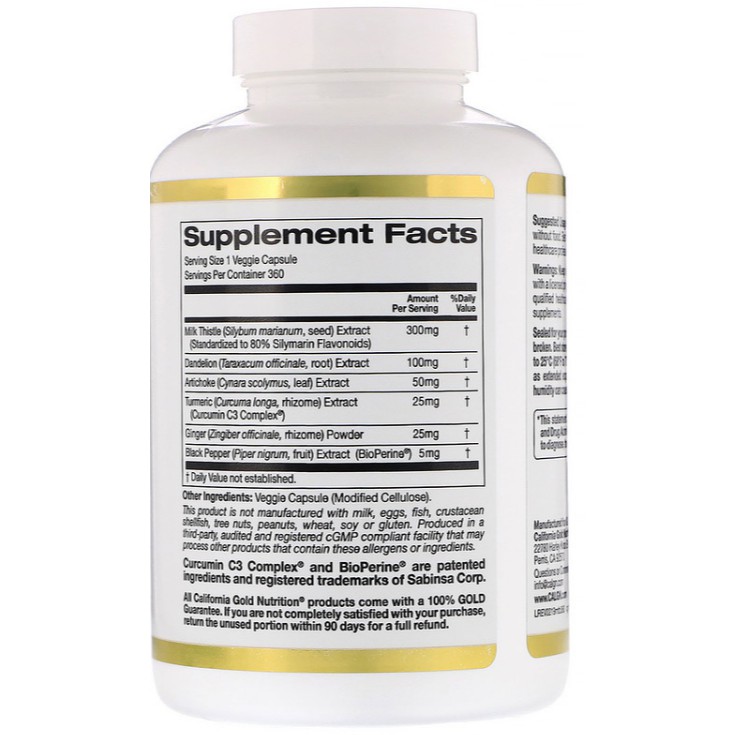 Silymarin Complex Milk Thistle Extract Plus California Gold Nutrition ...