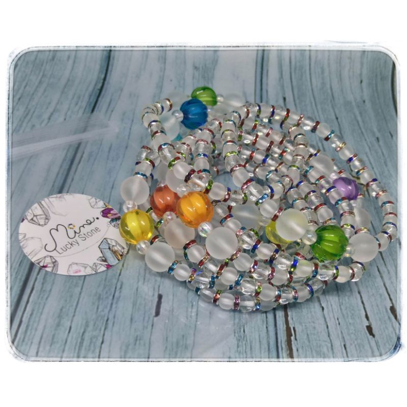 Mine Lucky Stone กำไลข้อมือ 8 สี 7 วัน กำไลลูกปัดแก้วประดับคริสตัลสี ...