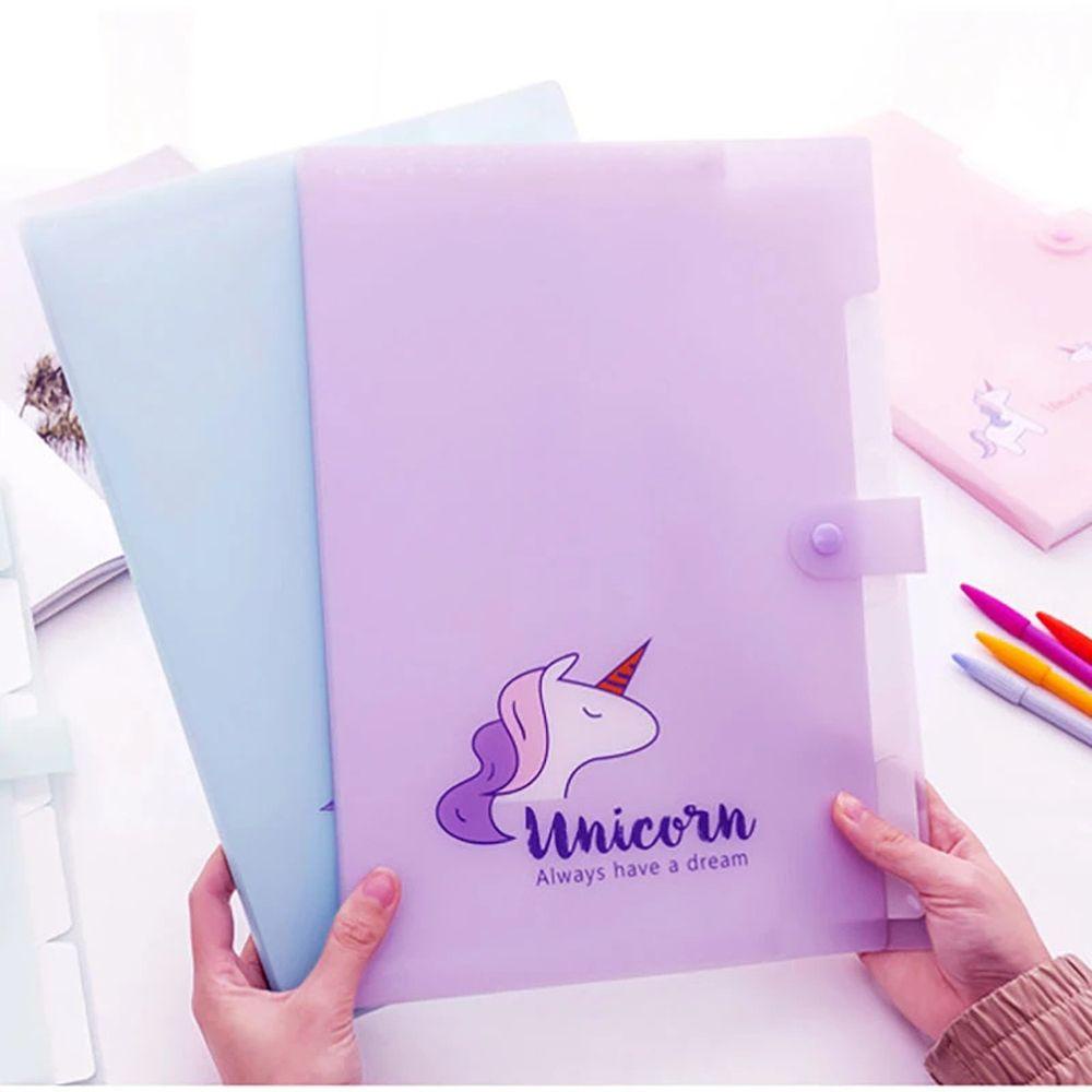 WMES1 Kawaii Unicorn Accordion File Folder Cartoon Paper Organizer A4 ...