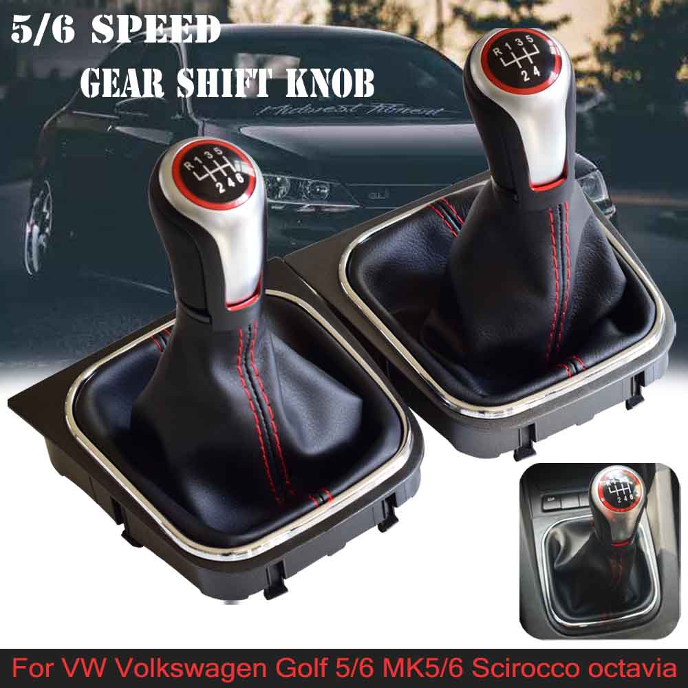 56 ความเร็ว MT เกียร์ Shift Knob Lever Stick Boot สำหรับ VW Volkswagen ...