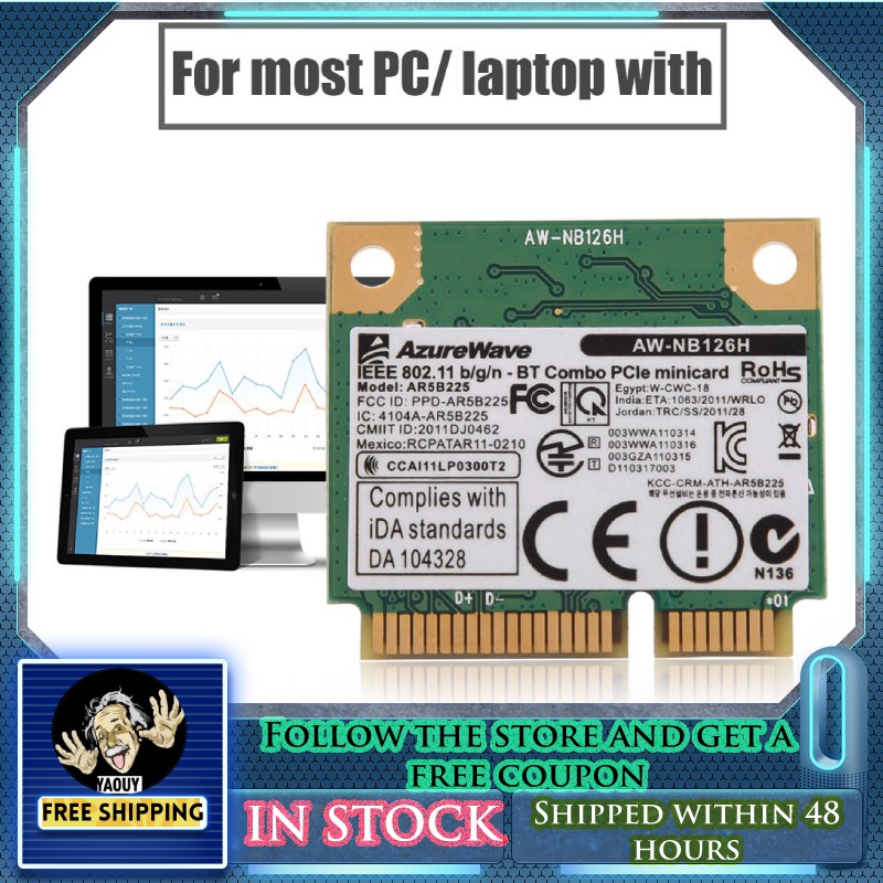 การ์ดAr 5 B 225 Wireless - N 300 M Wifi บลูทูธ 4 . 0 ครึ่งมินิ Pci - E ...
