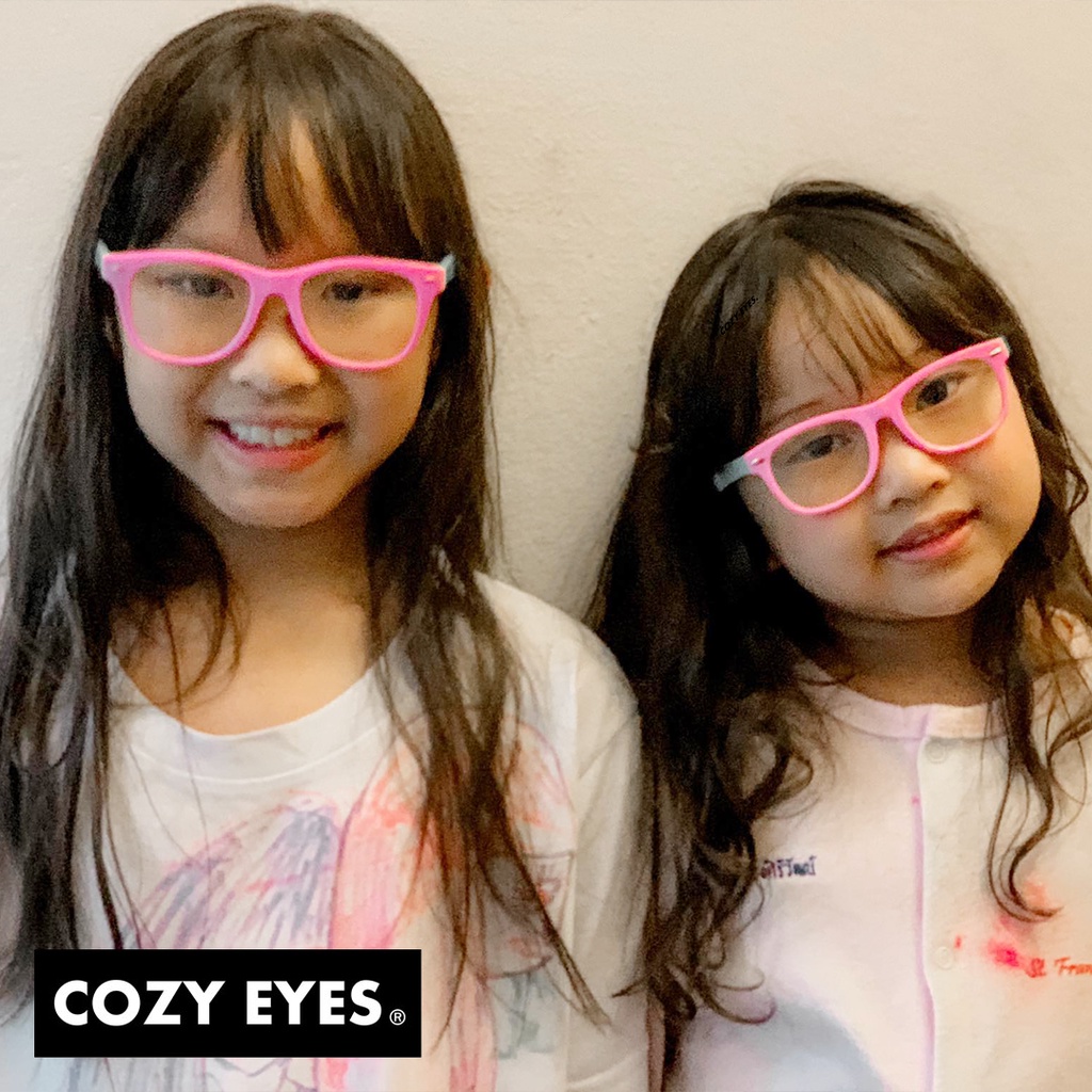 แว่นกรองแสงฟ้า COZY EYES กรอบชมพู ขาเขียว สำหรับเด็ก 6-15ปี รุ่น ...