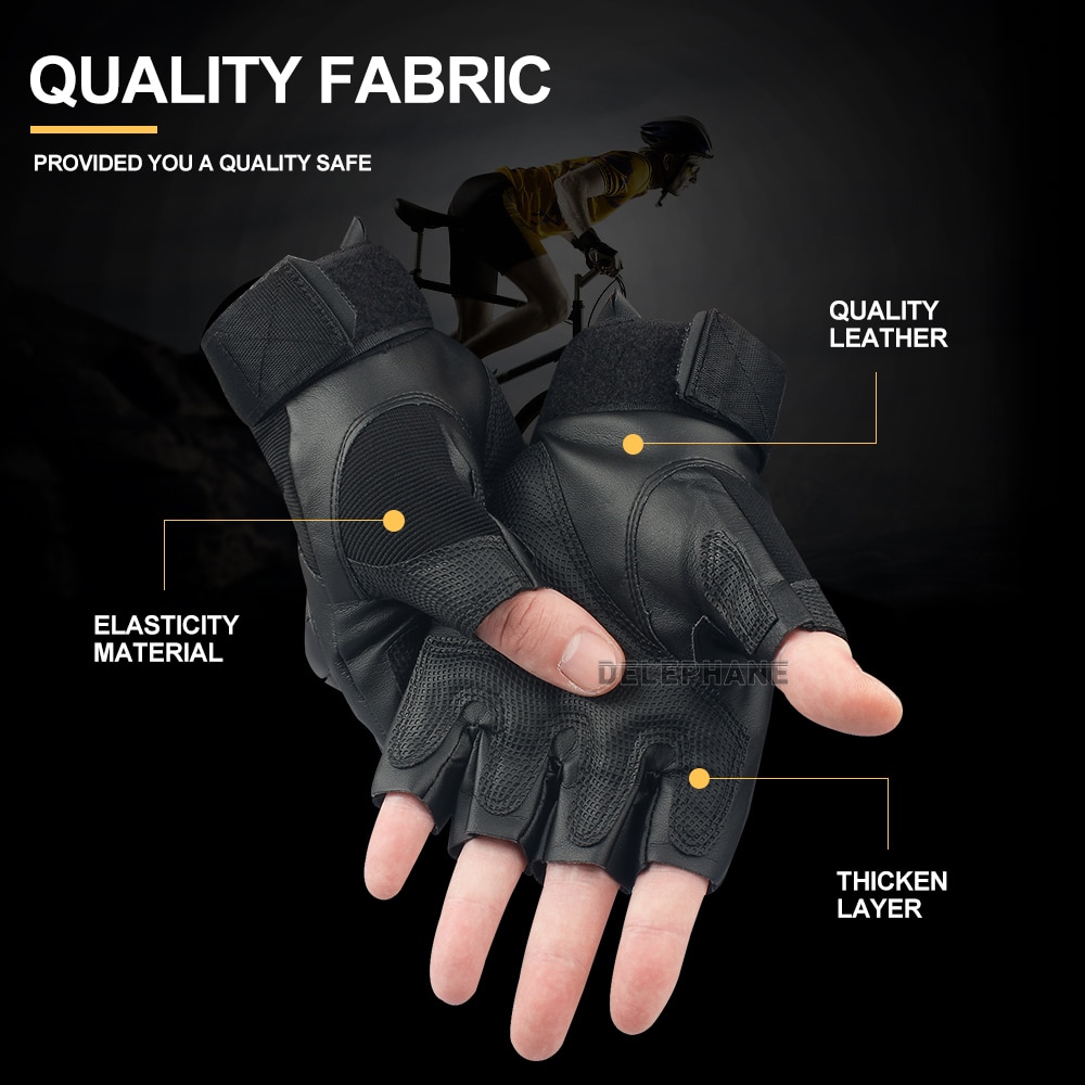 Please COD Summer PU Leather Fingerless Tactical Gloves Military Men ...