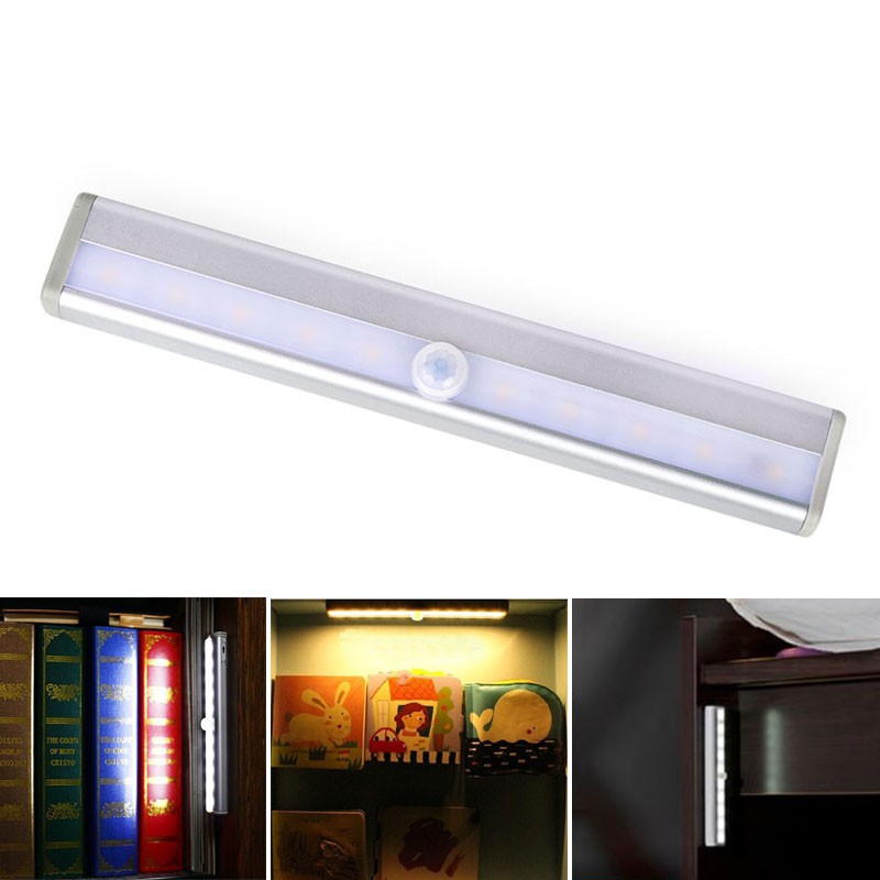 10LED USB Rechargeable Undercounter Cabinet Light Sensor Motivated for ...