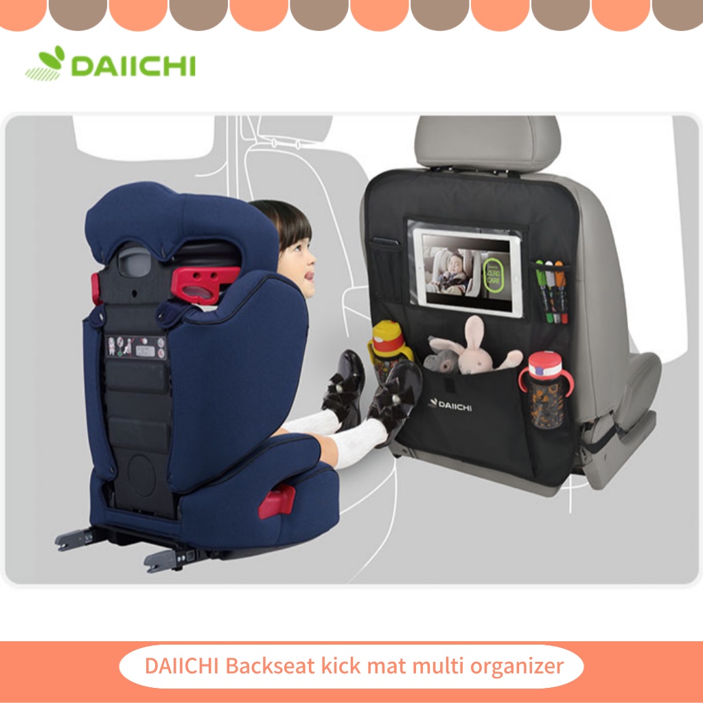 DAIICHI Backseat kick mat multi organizer Children Car Seat Back Storage Bag Organizer Baby Kids ...