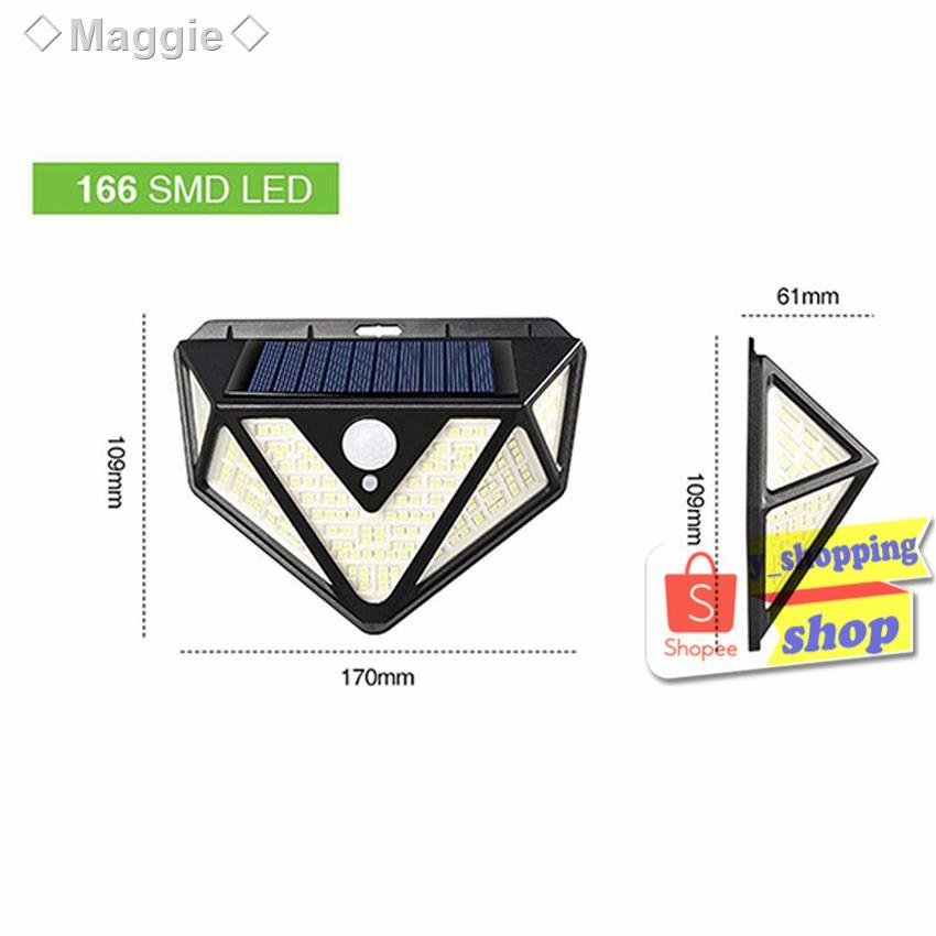 MaggieSolar motion sensor light ไฟติดผนังโซล่าเซลล์พลังงานแสงอาทิตย์ 166LED 3โหมด three way ...