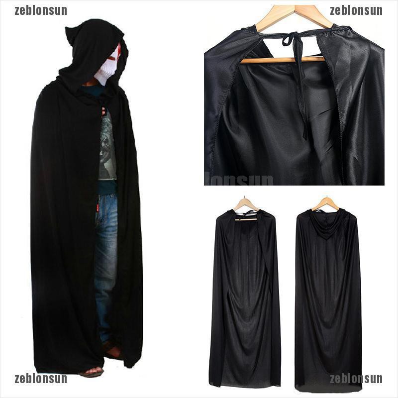 sun Black Halloween Costume Theater Prop Death Hoody Cloak Devil Long ...