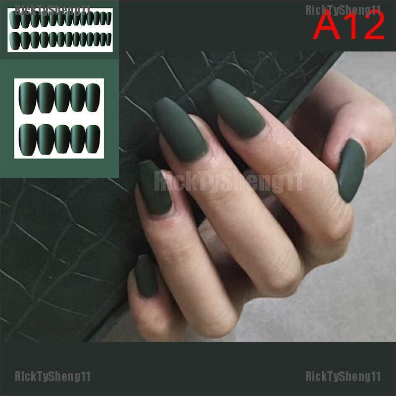 [COD]RTS 24Pcs/set False Nails Fashion Fake Nails Tips Manicure Nail ...