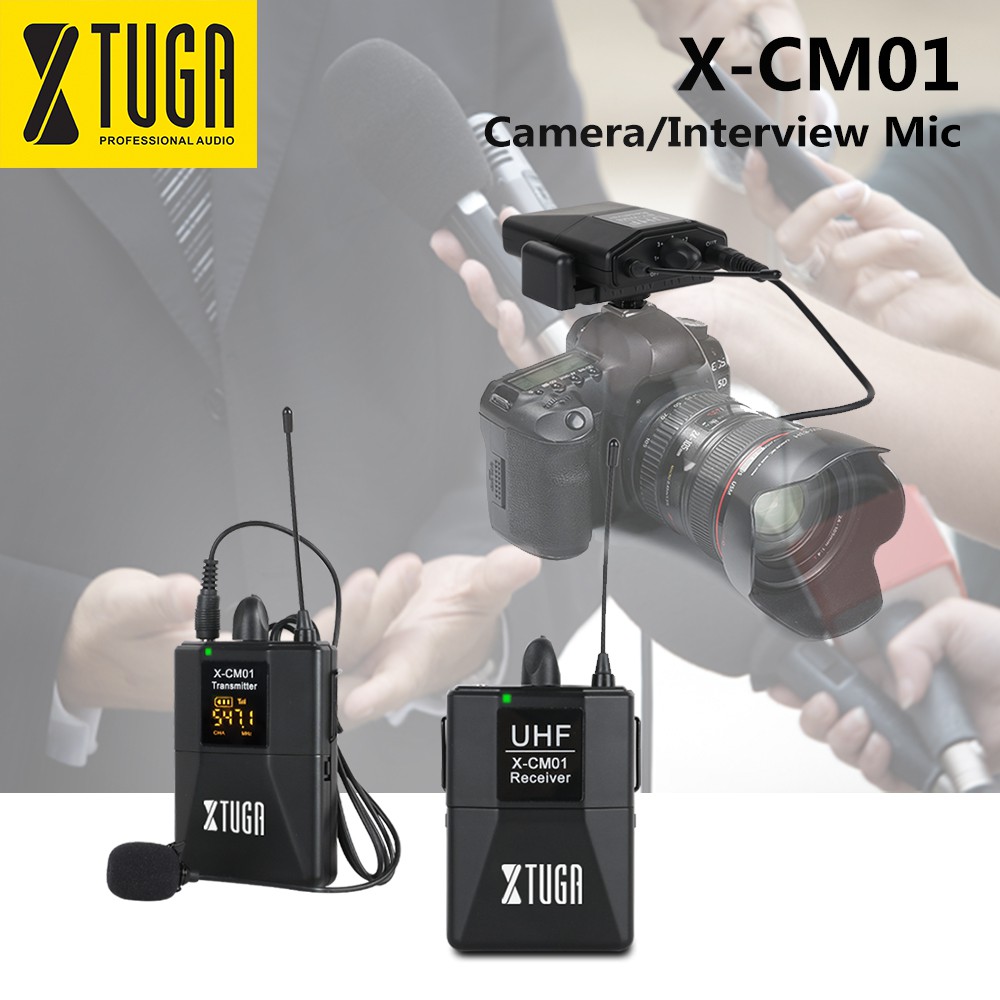 XTUGA X-CM01 UHF Wireless Lavalier Microphone, UHF Lapel Camera Mic ...