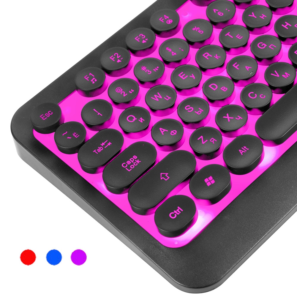 Russian Keyboard Backlit Retro Round Glowing Gaming Ducky Keyboard red ...