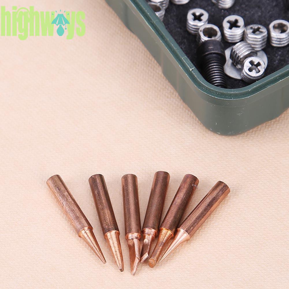 hig 6pcs Pure Copper Iron Tip 900M-T Soldering Tip Soldering Rework ...