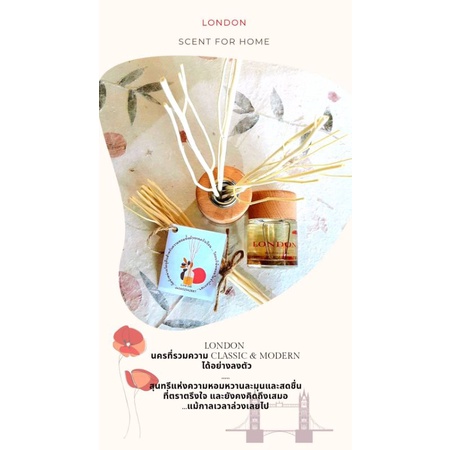 ก้านไม้หอมปรับอากาศ กลิ่น LONDON (REED DIFFUSE) แจกันขนาด60ml. 100ml ...