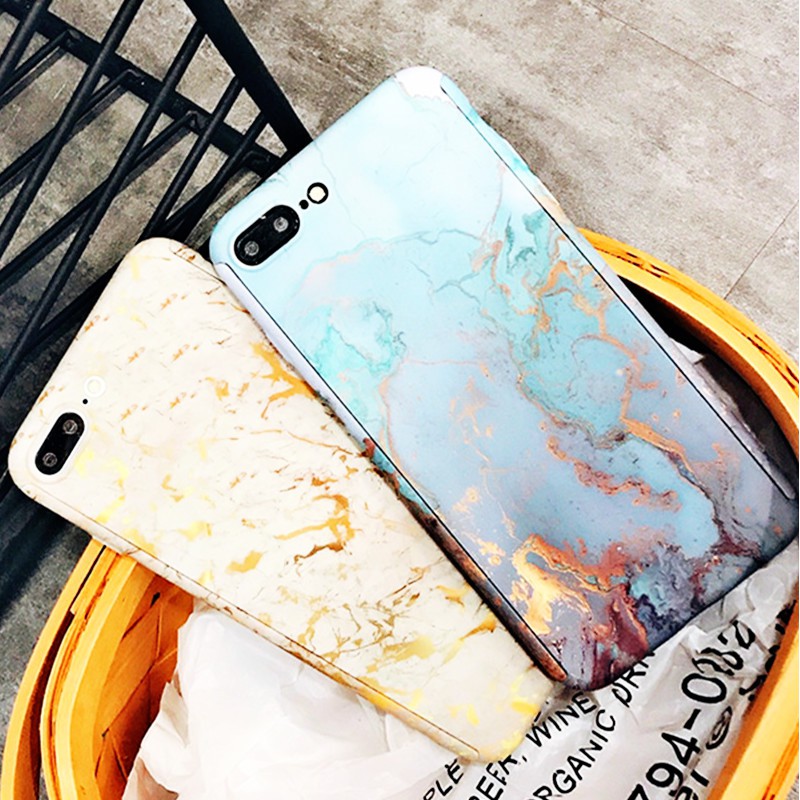 Full Body iPhone XS 5 5S SE 6 6S 7 8 Plus Marble Stone Glass 360 Degree ...
