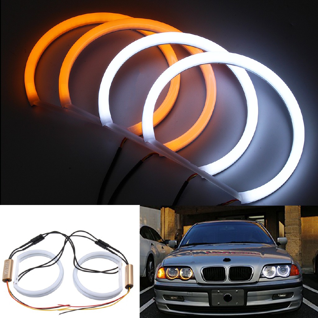 (lila) หลอดไฟเนื้อผ้าฝ้ายสีขาวสีเหลืองอําพัน 131 มม. drl สําหรับ bmw ...