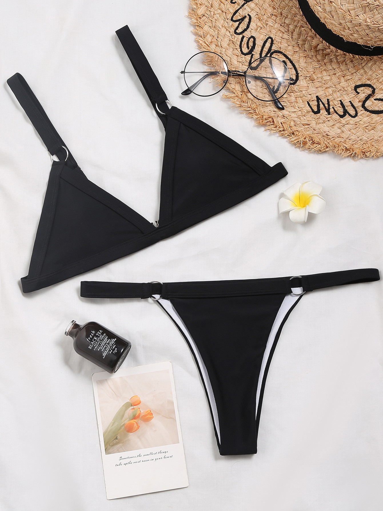 Women Swimsuit Solid Color Small Cup Bikini Bathing Suit 3VTL ...