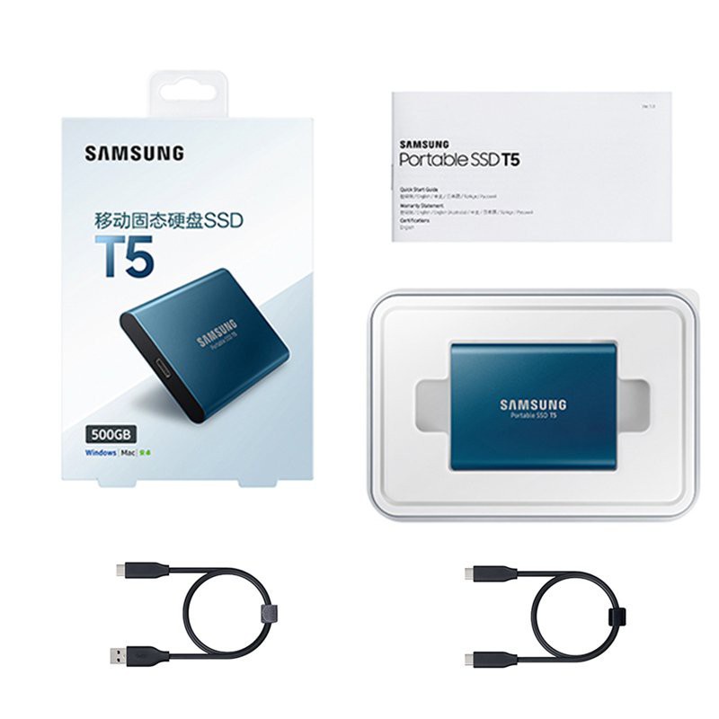 SAMSUNG T5 External SSD USB3.1 Gen2 (10Gbps) 500GB Hard Drive External ...