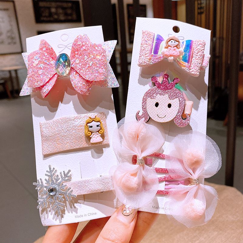 3PcsSet Girls Sweet Frozen Princess Aisha Bow Rainbow Hair Clips Kids ...