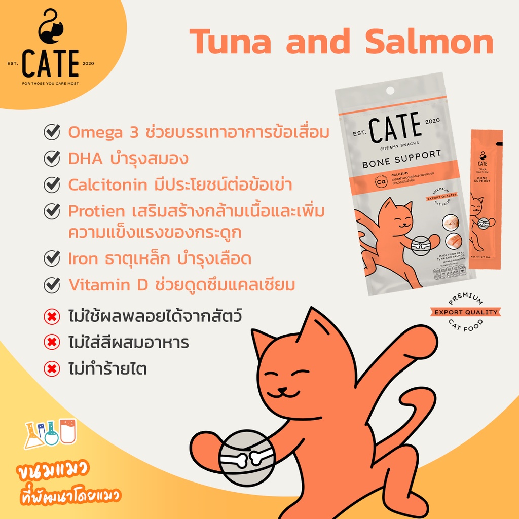 CATE เคท ขนมแมวเลียบำรุงสุขภาพคละสูตร Prebiotics Vitamin E and Lysine ...