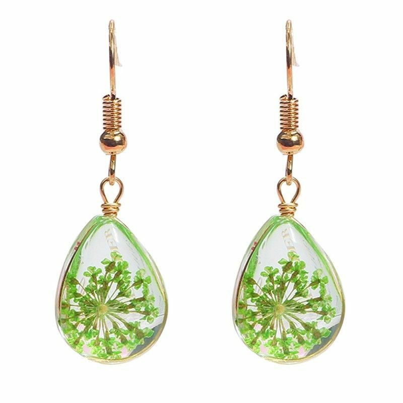 Equalistic ต่างหูตะขอ จี้คริสตัลดอกไม้แห้ง 1 คู่ - equalistic.th - ThaiPick