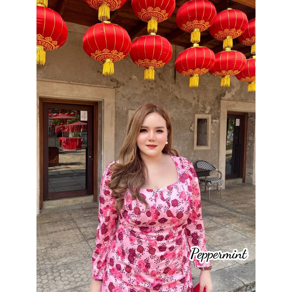 หมด งานพรีเมียม นำเข้า เดรสสาวอวบ กระโปรงทรงรูดหน้า Size XL-6XL Peppermint PlusSize (546 ...