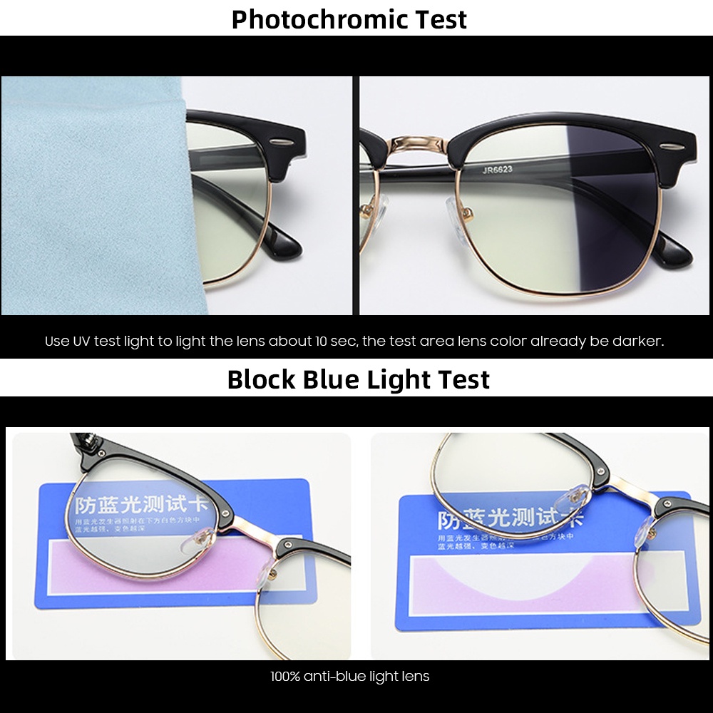 Semi Rimless hotochromic Glasses Men Anti Blue Light Blocking Color ...