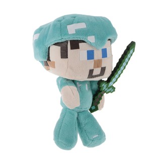 Minecraft Steve Plush Toys 16cm Minecraft Steve With Diamond Sword ...