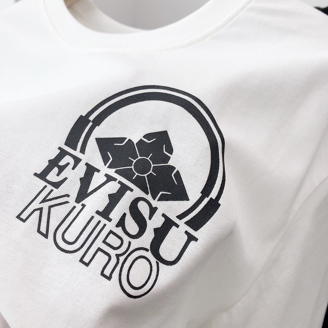 EVISU KURO TEE Printing Men's Fashion Casual Round Neck Short Sleeve T-shirt Pure Cotton M-2XL ...