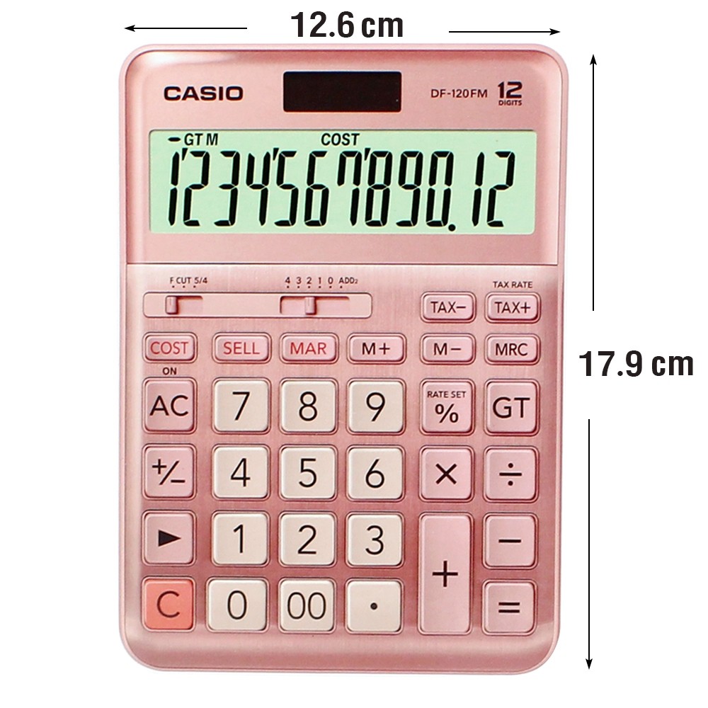 mhfsuper เครื่องคิดเลข หน้าจอ 12 หลัก Casio DF-120FM-PK รุ่น Casio-DF-120-FM-08d-Cal - telecorsa ...