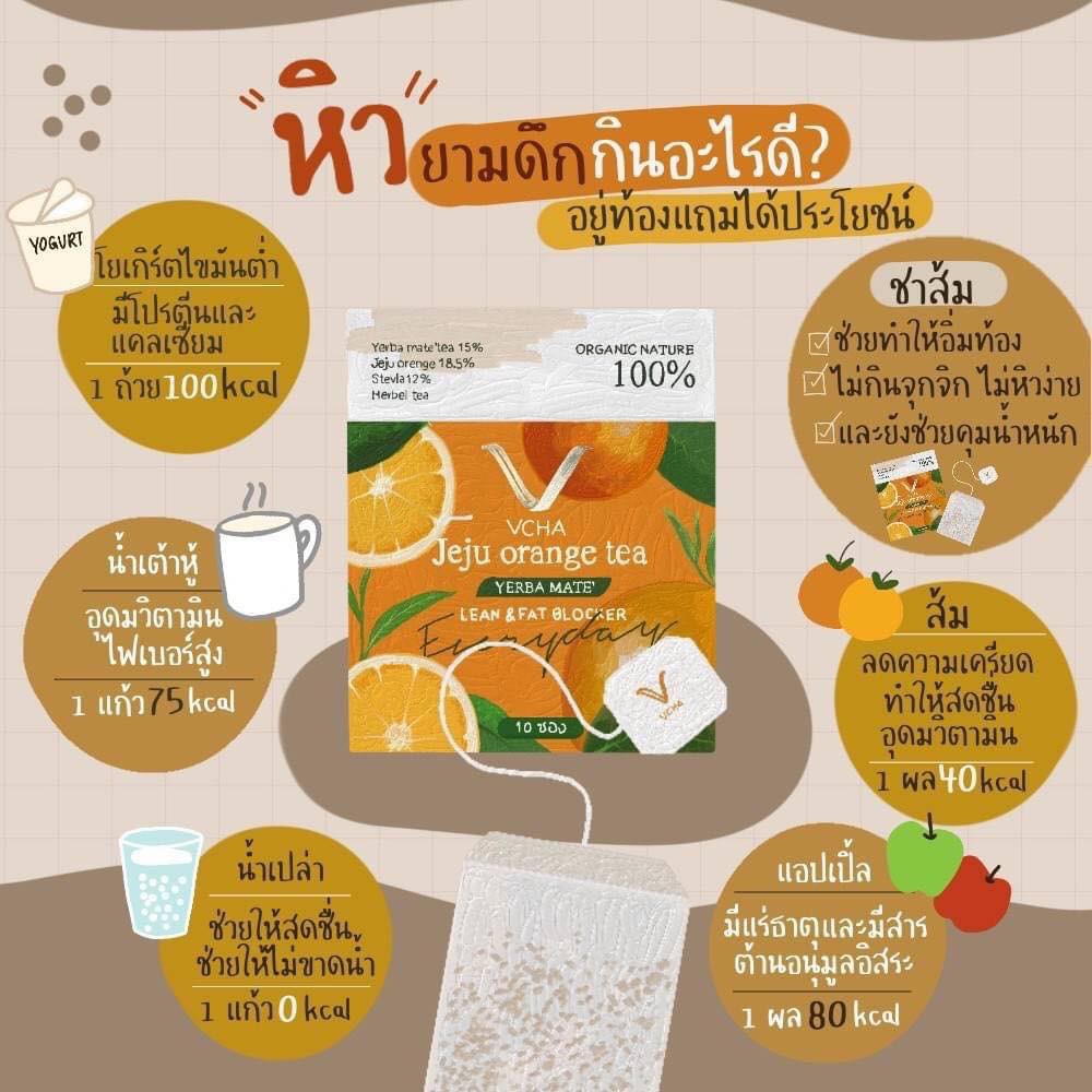 ของแท้ พร้อมส่ง l (1แถม1) Vlender Vcha V Cha jeju orange tea ชาส้ม วี ...