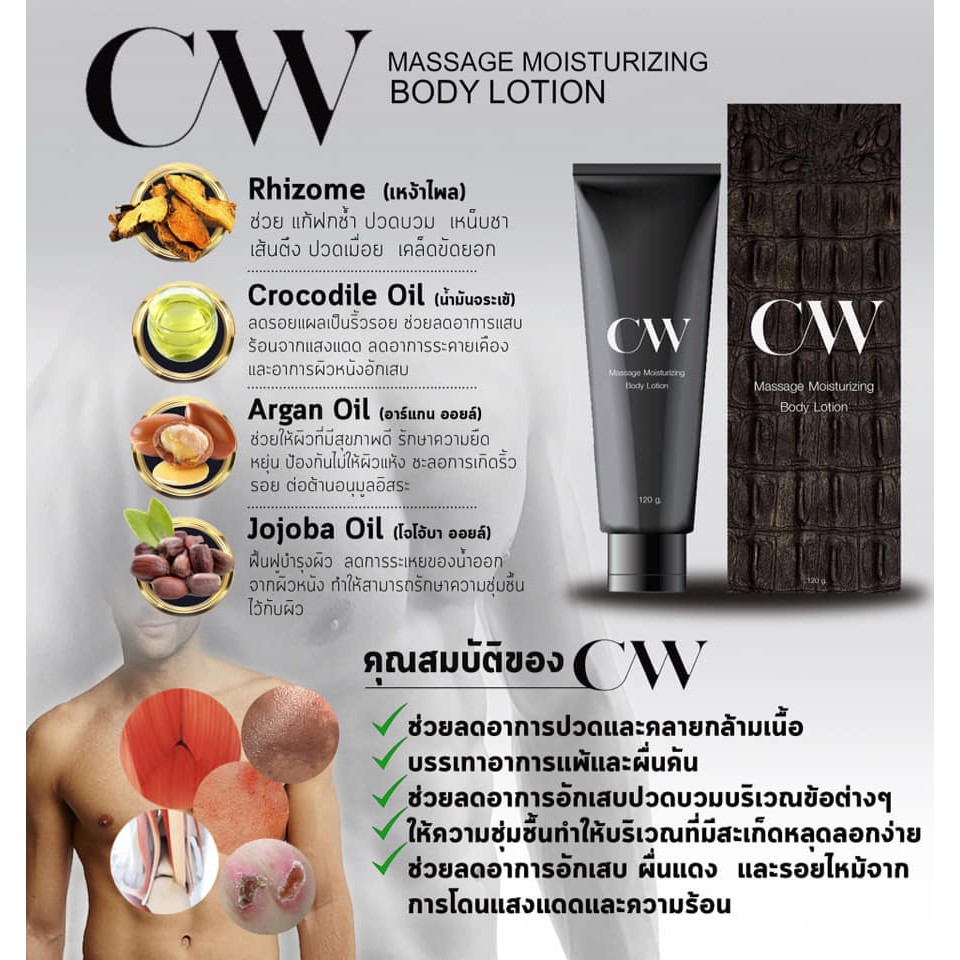ยาหม่อง CW Cream Body Lotion ปวดเมื่อย ปวดหลัง เข่าเสื่อม งูสวัด นิ้ว ...