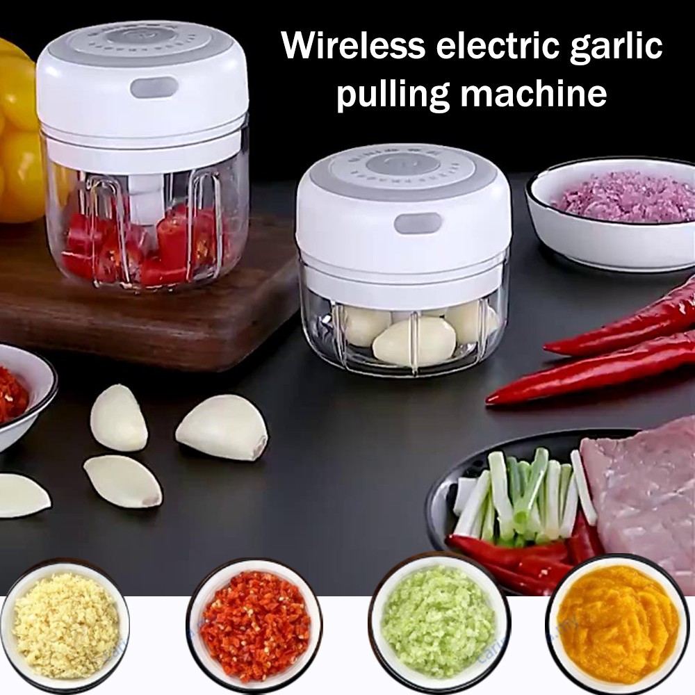 Electric Garlic Chili Masher Automatic Wireless Garlic Chopper Portable USB Rechargeable Meat ...